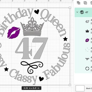 47 and Fabulous Svg, 47 and Fab Svg, 47th Birthday Svg for Women, 47th ...