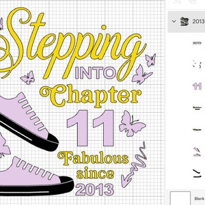 Stepping Into Chapter 11 Fabulous Since 2013 Svg, 11th Birthday Svg ...