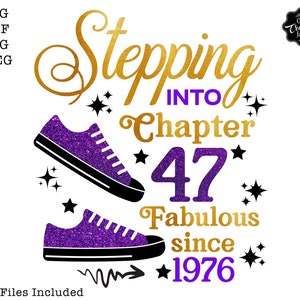 Stepping Into Chapter 47 Fabulous Since 1978 Svg, 47th Birthday Svg ...