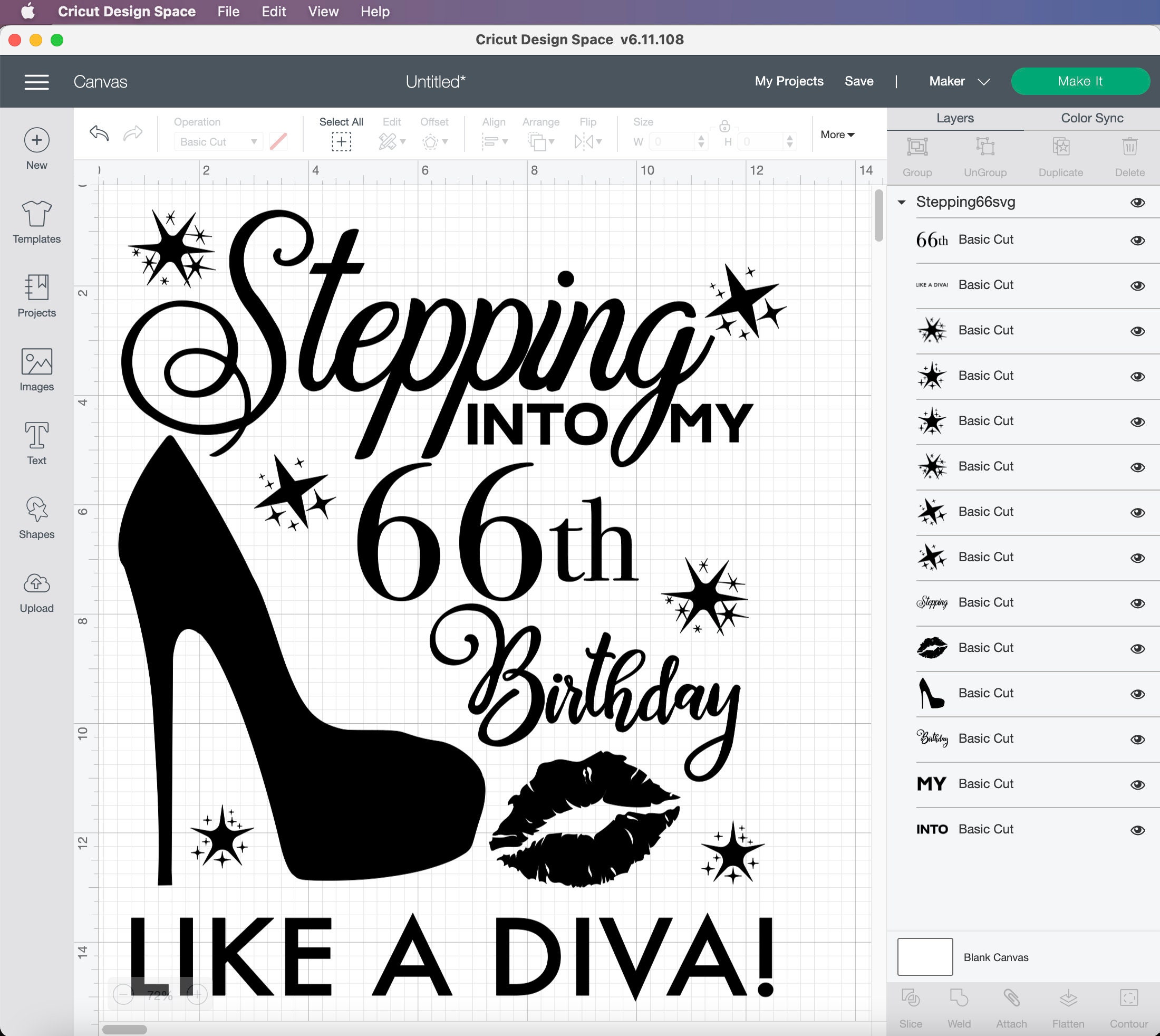 Stepping Into My 66th Birthday Like a DIVA SVG,66 Birthday Svg,birthday ...