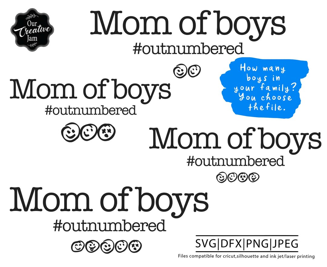 Outnumbered Mom of Boys Svg, Mom of Boys Svg, Mom of Boys Dxf ...