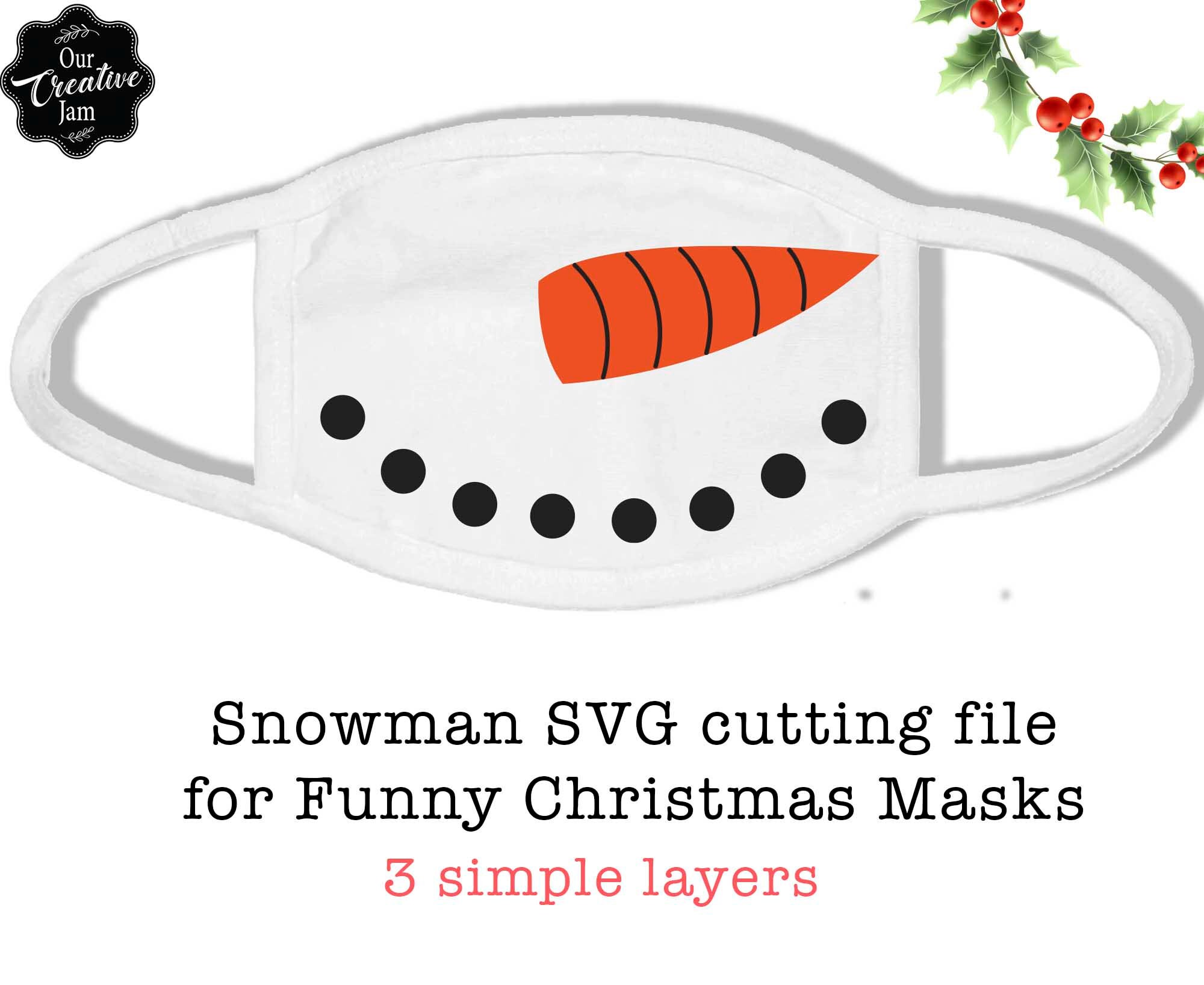 Snowman face mask svg Christmas face mask svg funny face | Etsy