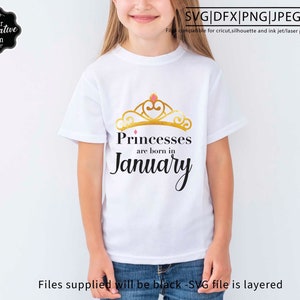 Princesses Are Born in January Svg, January Birthday Svg, January Svg ...