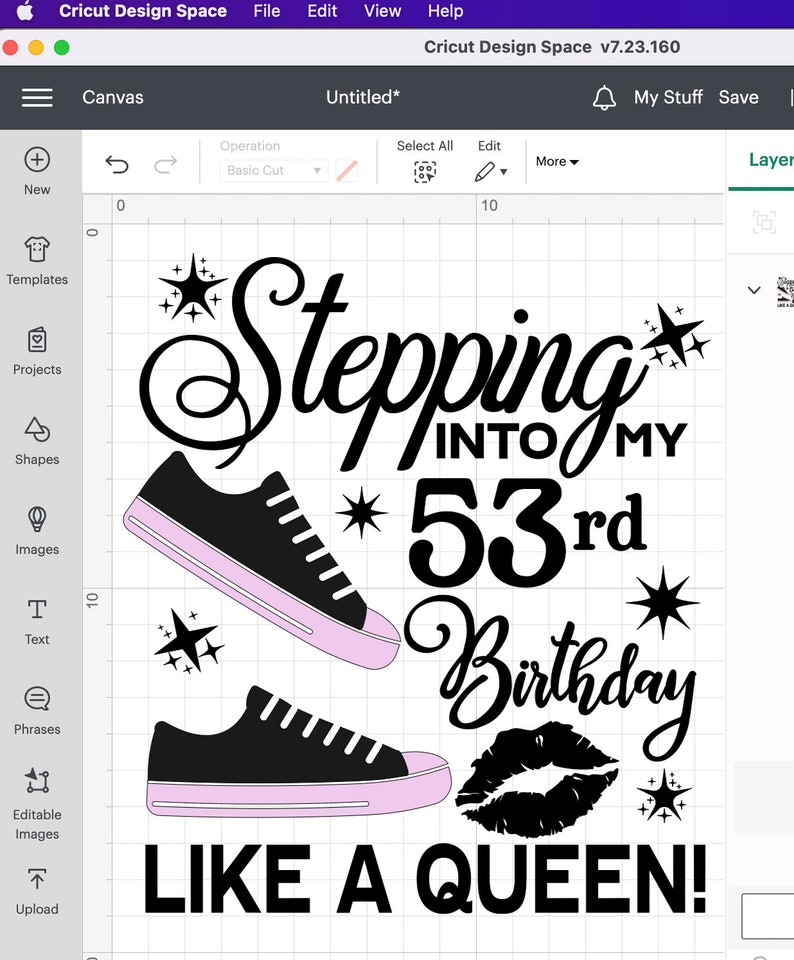 Stepping Into My 53rd Like a Queen SVG, 53rd Birthday Svg, 53 Birthday ...