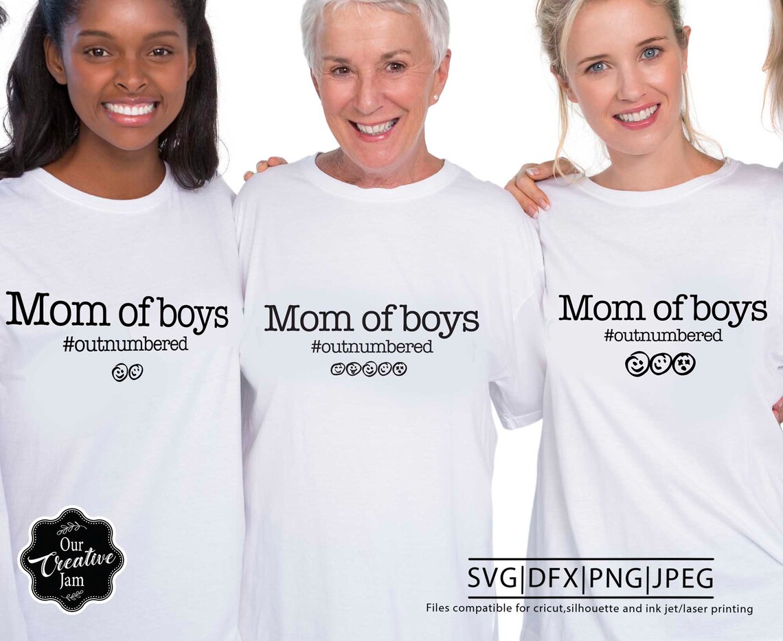 Outnumbered Mom of Boys Svg, Mom of Boys Svg, Mom of Boys Dxf ...