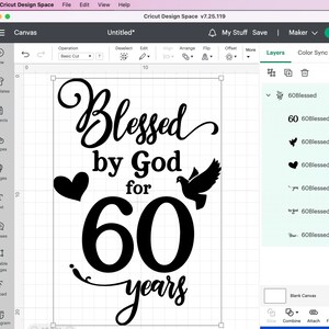 Blessed by God for 60 Years Svg, Blessed by God Svg, 60th Svg Woman ...