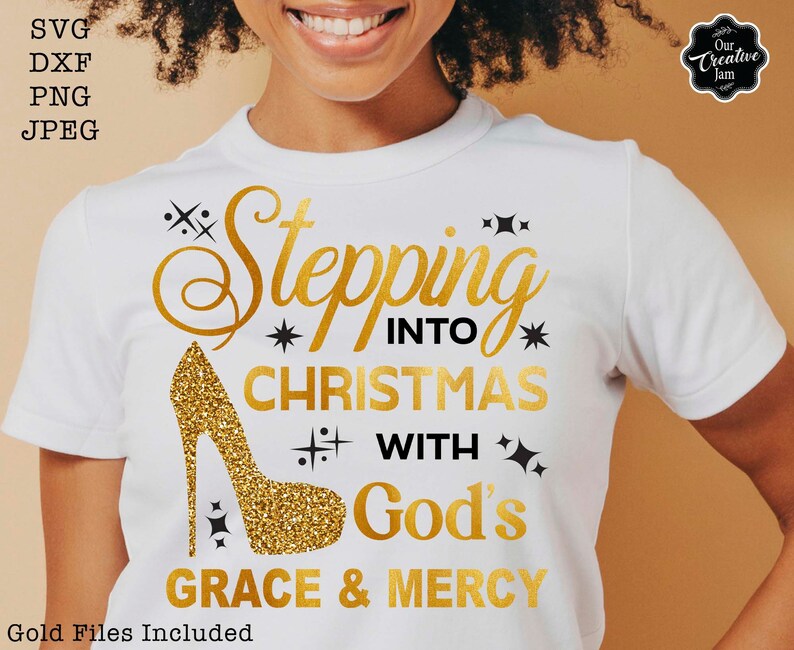 Gods Grace and Mercy Svg Stepping Into Christmas Svg Black - Etsy
