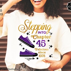 Stepping Into Chapter 45 Fabulous Since 1978 Svg, 50th Birthday Svg ...