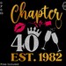 Chapter 40 EST 1982 Svg, Fabulous at 40 Svg, 40th Birthday Svg for ...