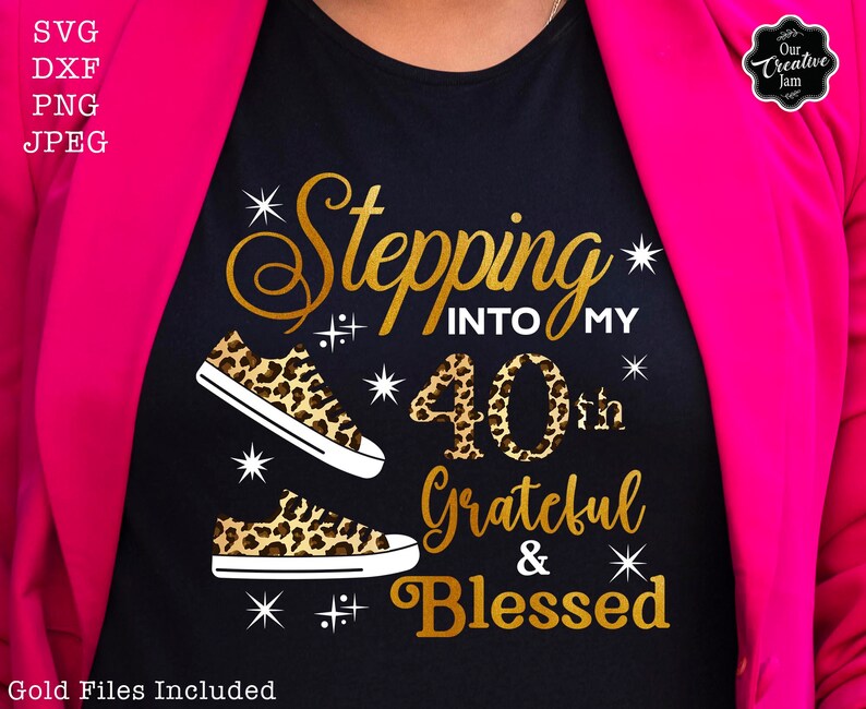 Stepping Into My 40th Grateful & Blessed SVG, 40th Birthday Svg, 40 Svg ...