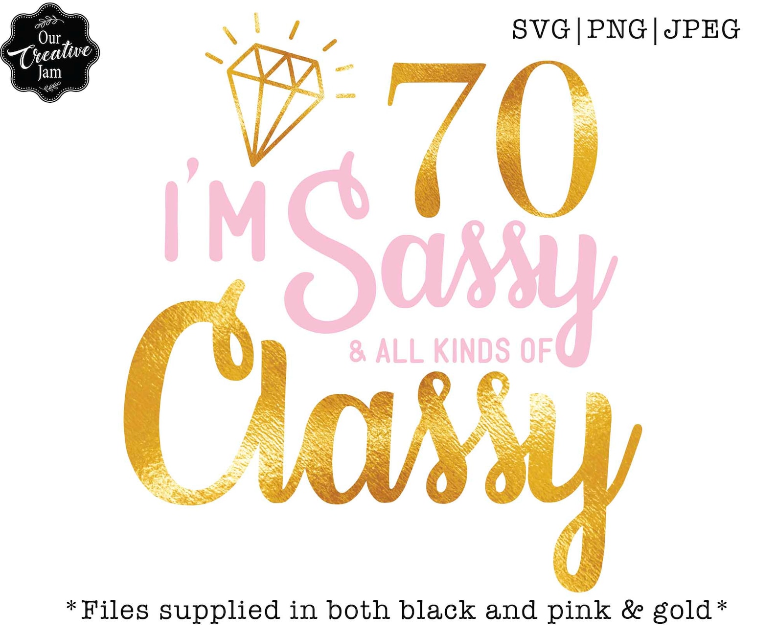 Im 70 Sassy and All Kinds of Classy SVG, Sassy and 70 Svg, 70 and Sassy ...