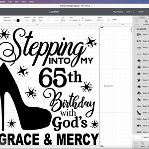 Stepping Into My 65th Birthday With Gods Grace and Mercy Svg, 65 ...