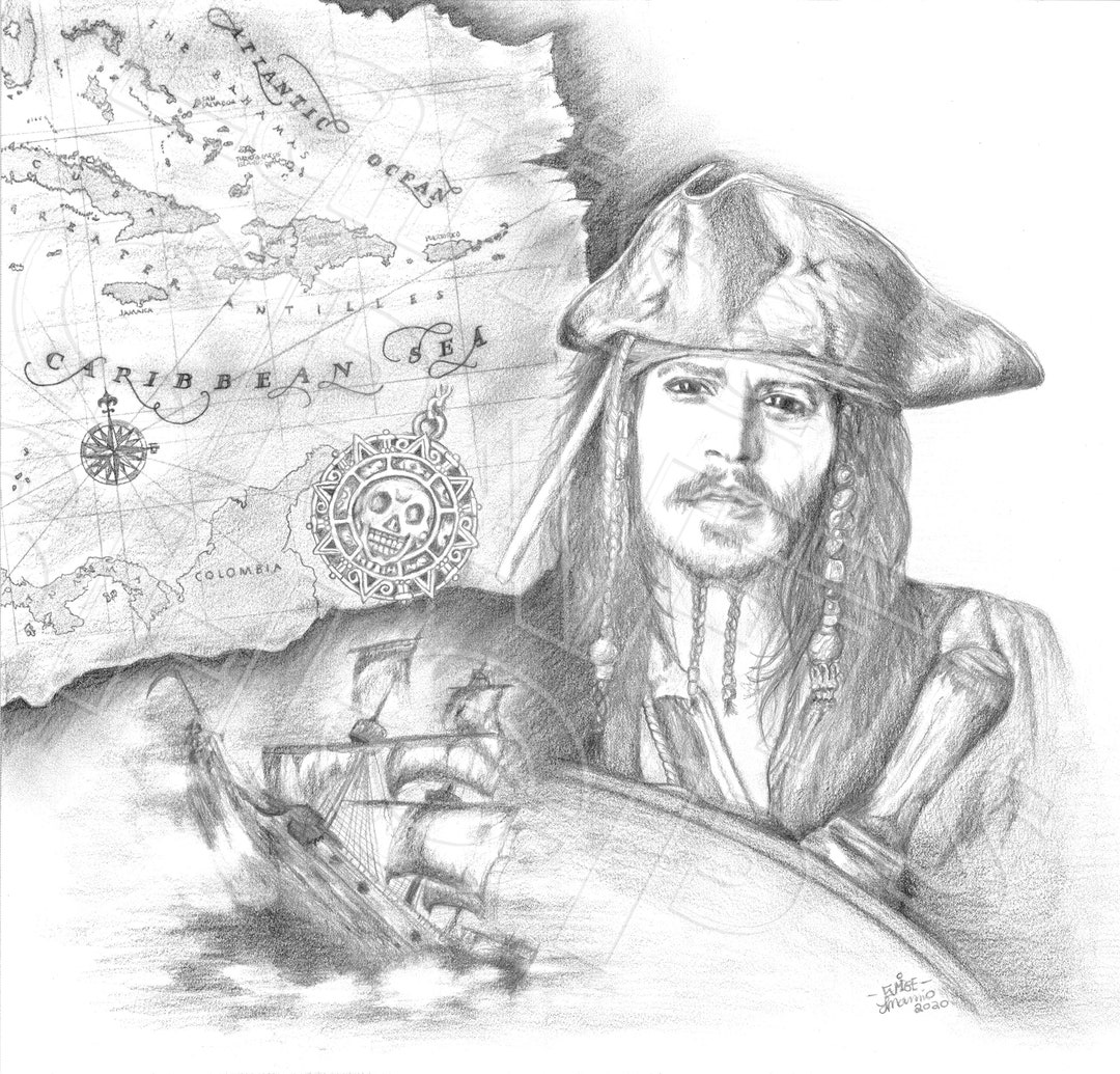 Captain Jack Sparrow Portrait: Hand-drawn Pencil Art Print - Etsy