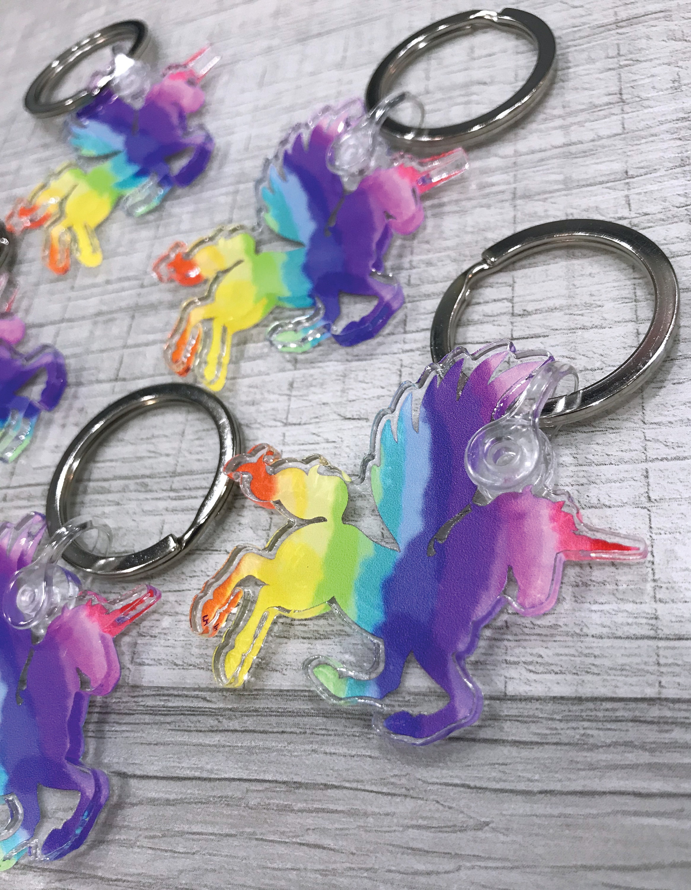 Rainbow Unicorn Keychain Magical Fantasy Key Chains Key Ring - Etsy
