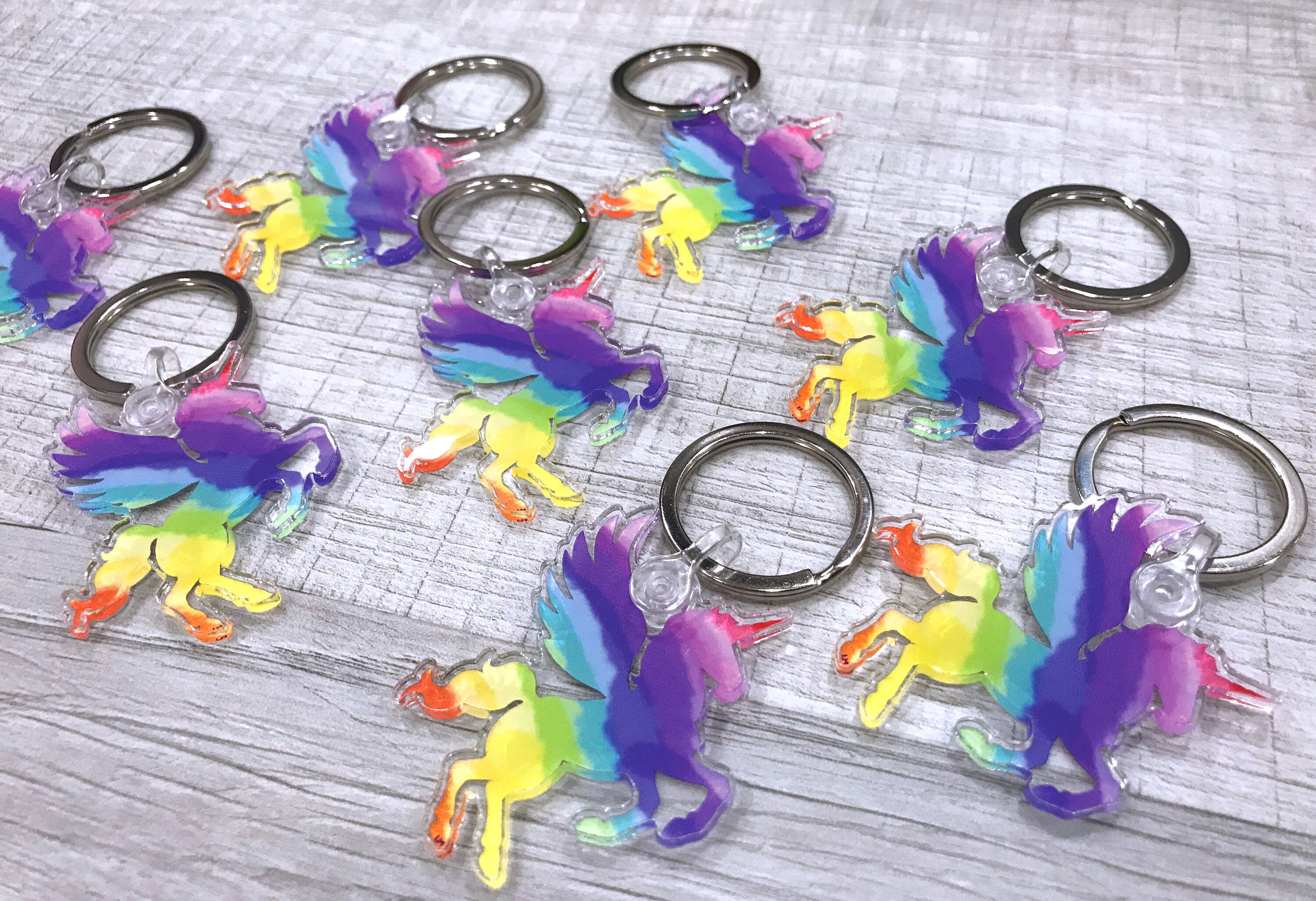 Rainbow Unicorn Keychain Magical Fantasy Key Chains Key Ring - Etsy