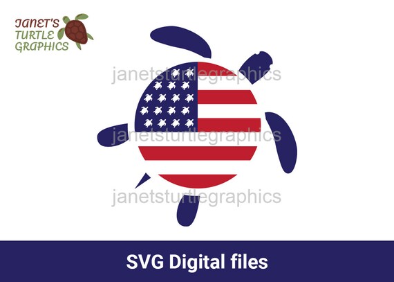 Sea Turtle American Flag SVG Turtle USA Turtle for Memorial | Etsy