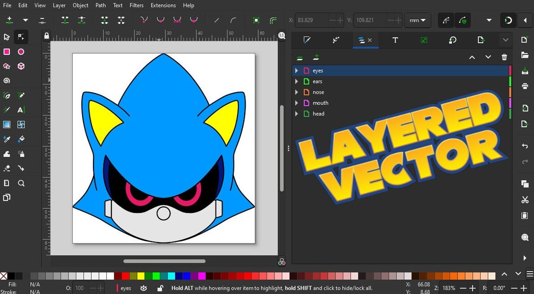 Layered SVG File | Classic Metal Sonic Head Vector - Etsy