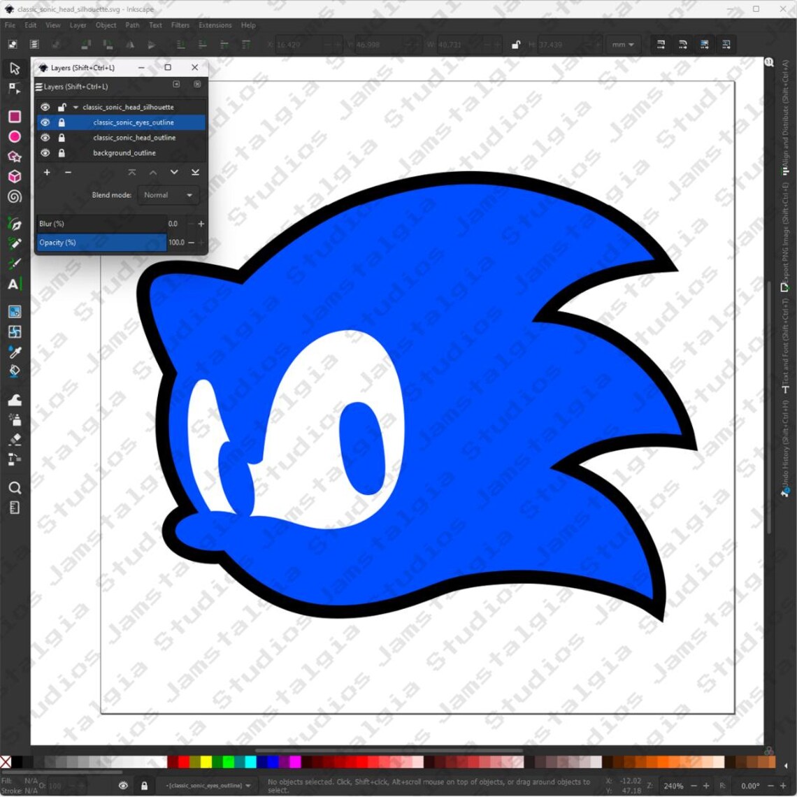 Classic Sonic Head | Layered SVG File | Cut File for Silhouette Cricut ...