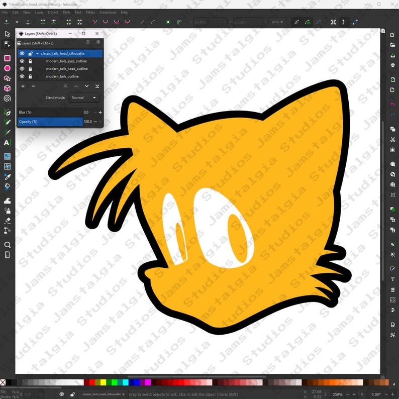 Classic Tails Head | Layered SVG File | Cut File for Silhouette Cricut ...