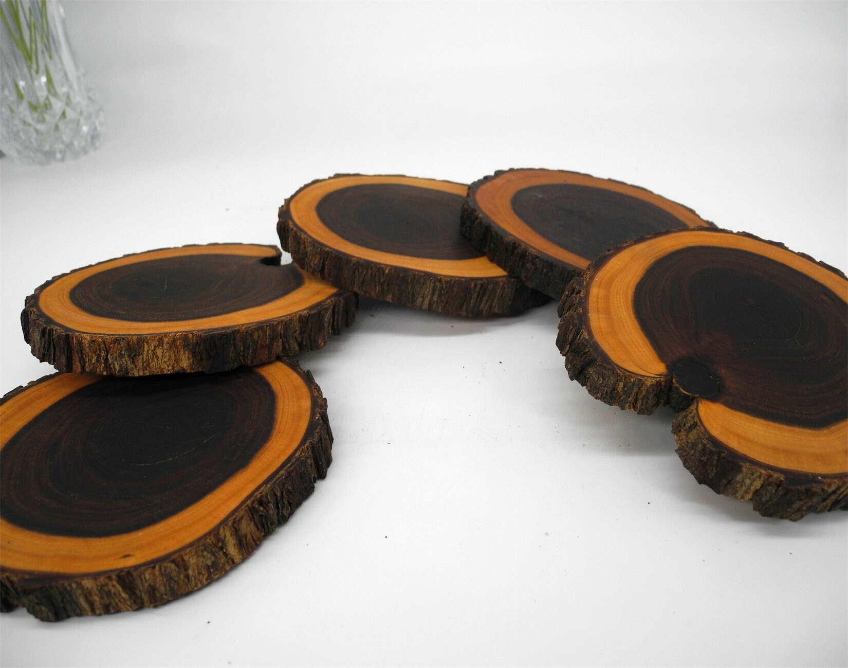 Natural Wood Slices Coasters Set of 5 Craft Handmade gift | Etsy