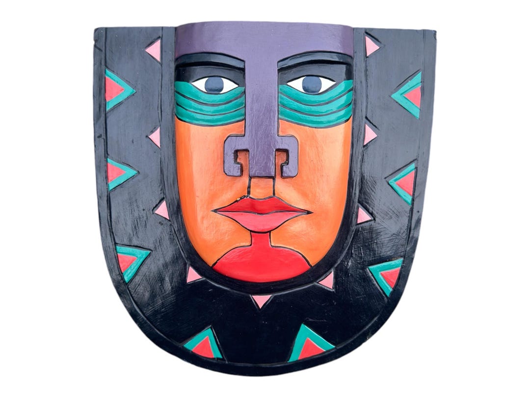 30cm Big Laurel Burch Tribal Aztec Mayan Mask Wood Wall Hanging - Etsy