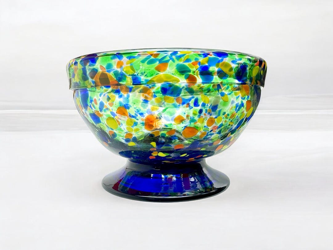 Hand Made Art Glass Bowl With Blue and Green Mottled Finish - Etsy ...