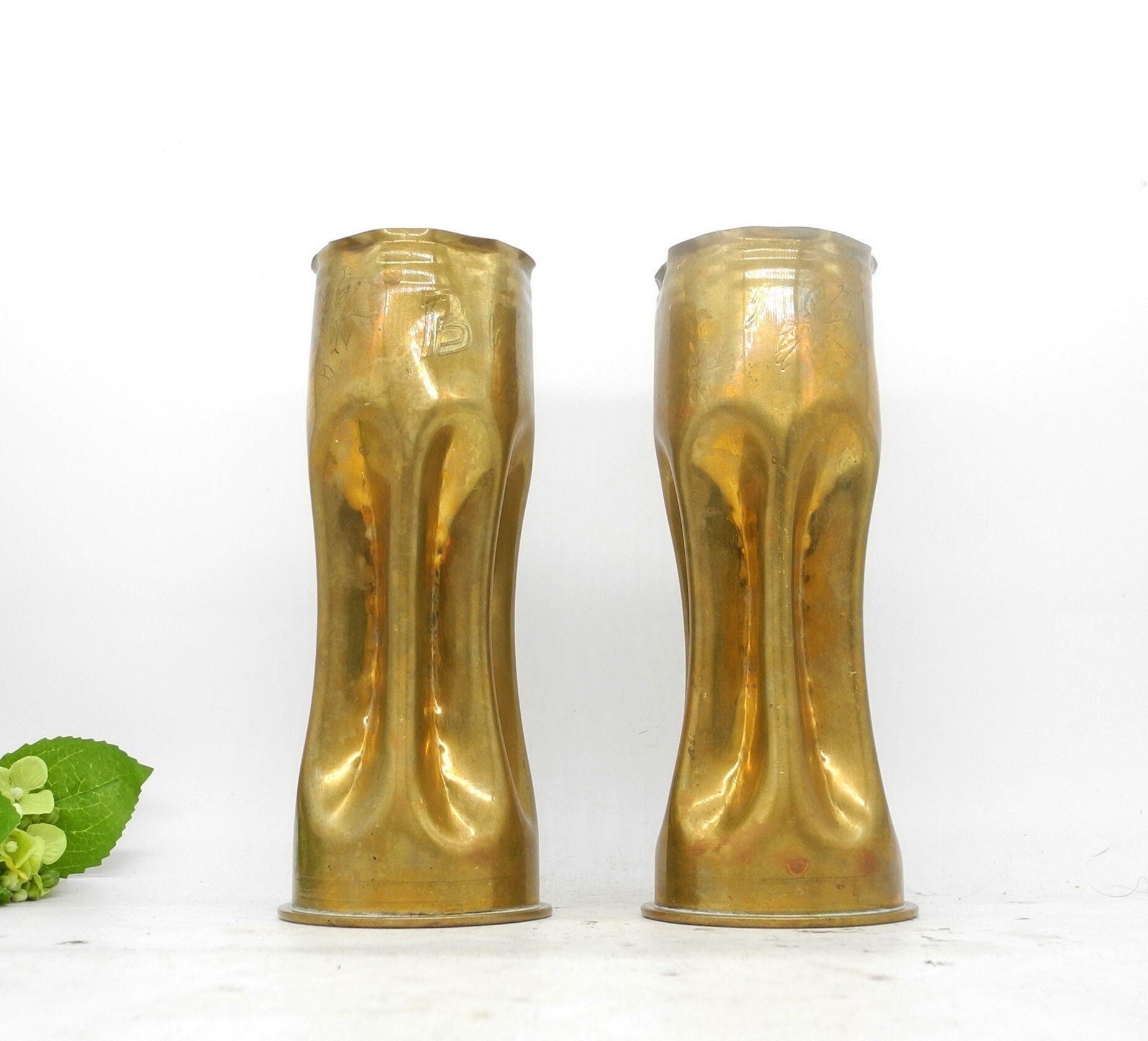 WWI 1917 Pair Brass Artillery Shell Case Vases Trench Art - Etsy