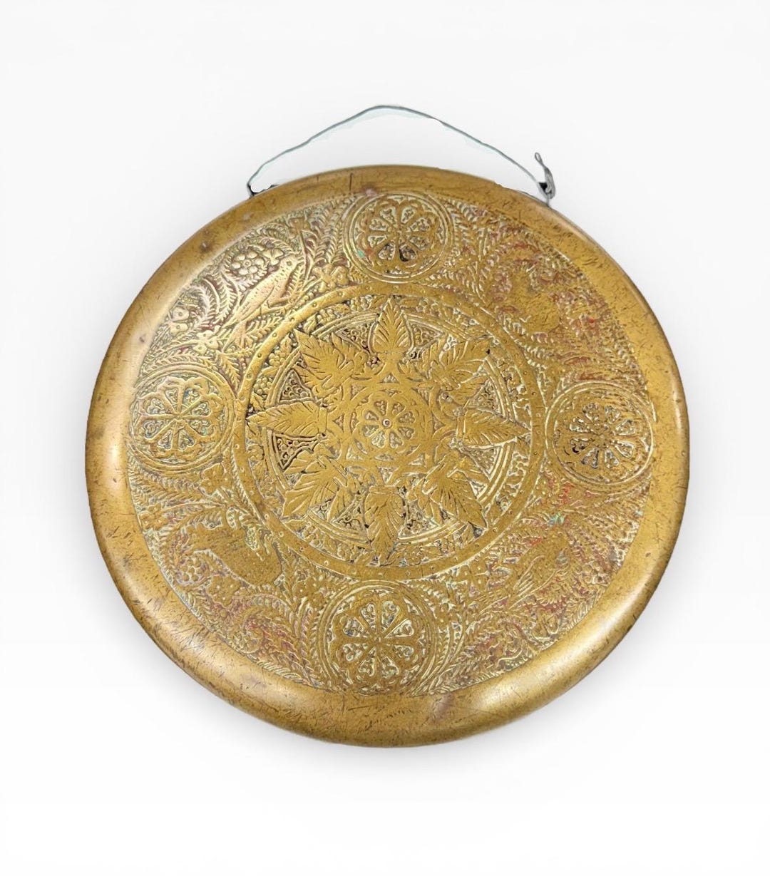Vintage Brass Dinner Gong With Animal and Flower Pattern,wind Gong,wall ...