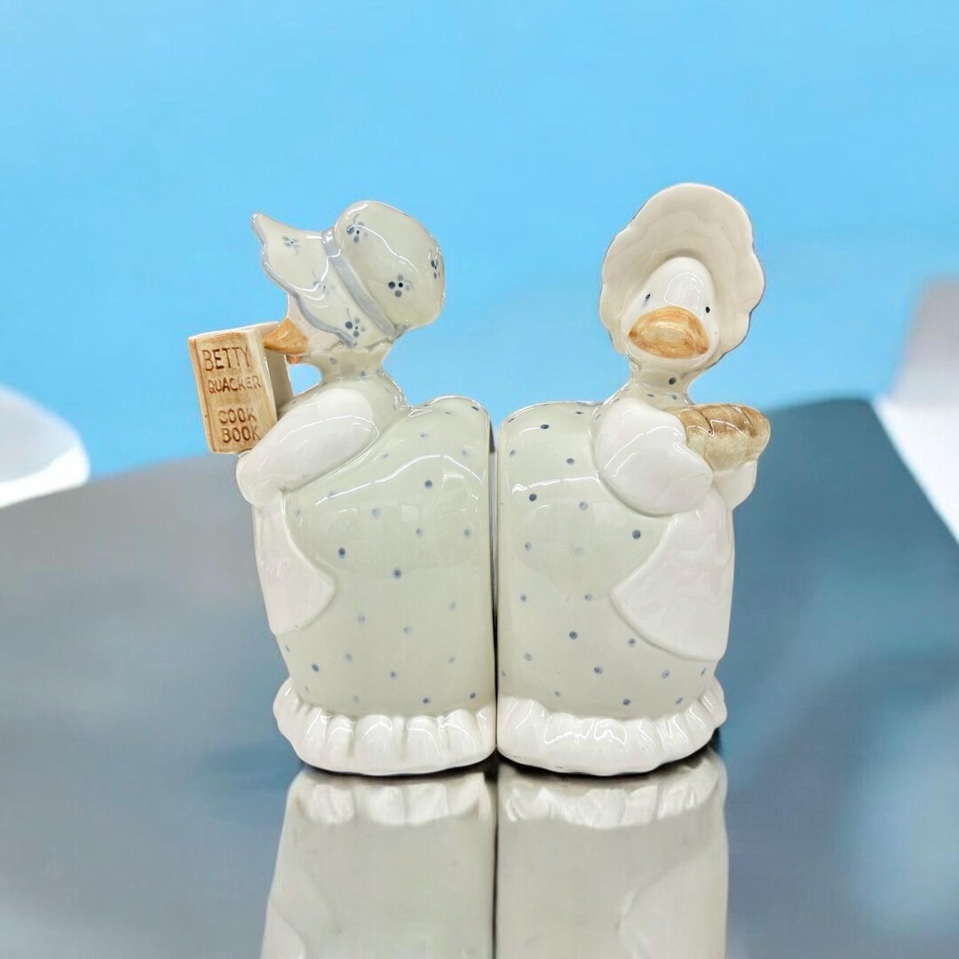 Vintage Fitz & Floyd Ceramic Mother Goose Book Ends Hand Painted Blue ...