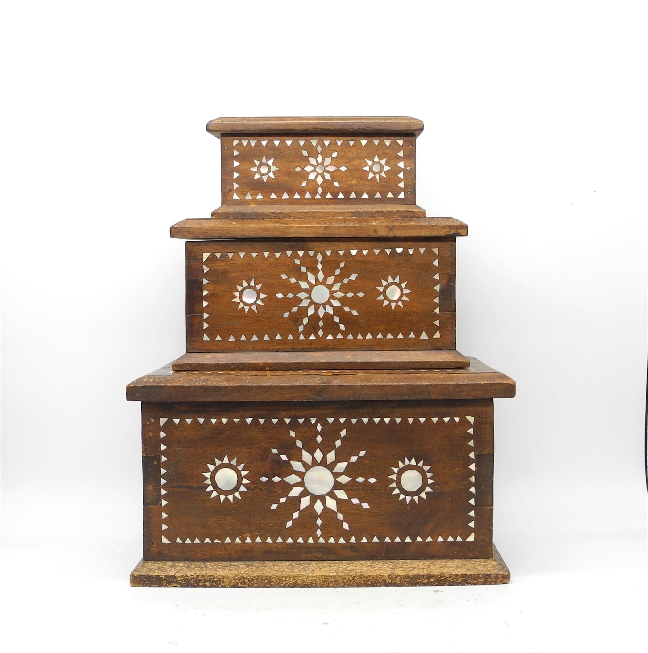 3x Old African Wooden Box With MOP Inlay Stackable Box - Etsy Australia