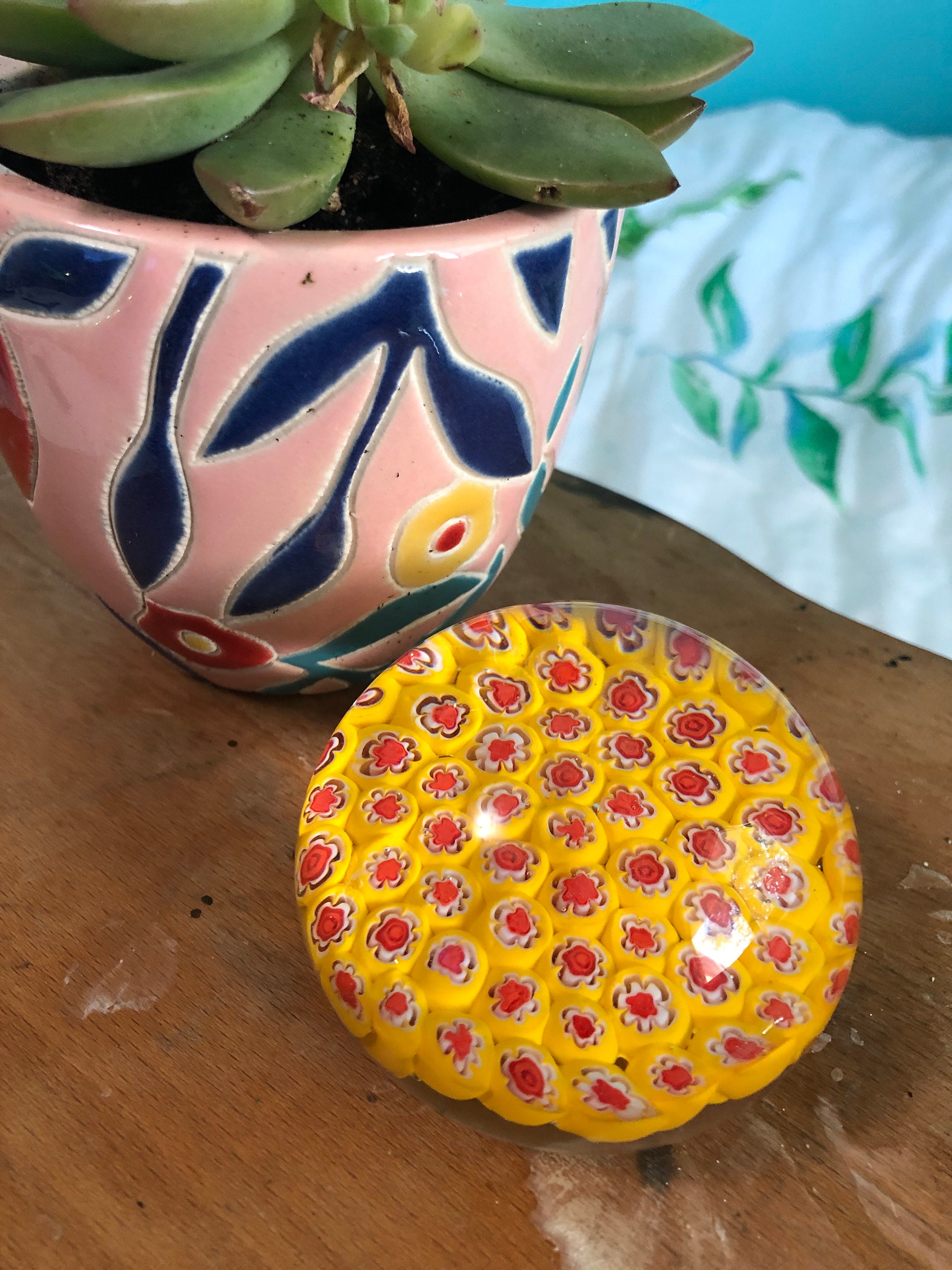 Multi-flower Yellow/red Glass Paperweight - Etsy New Zealand