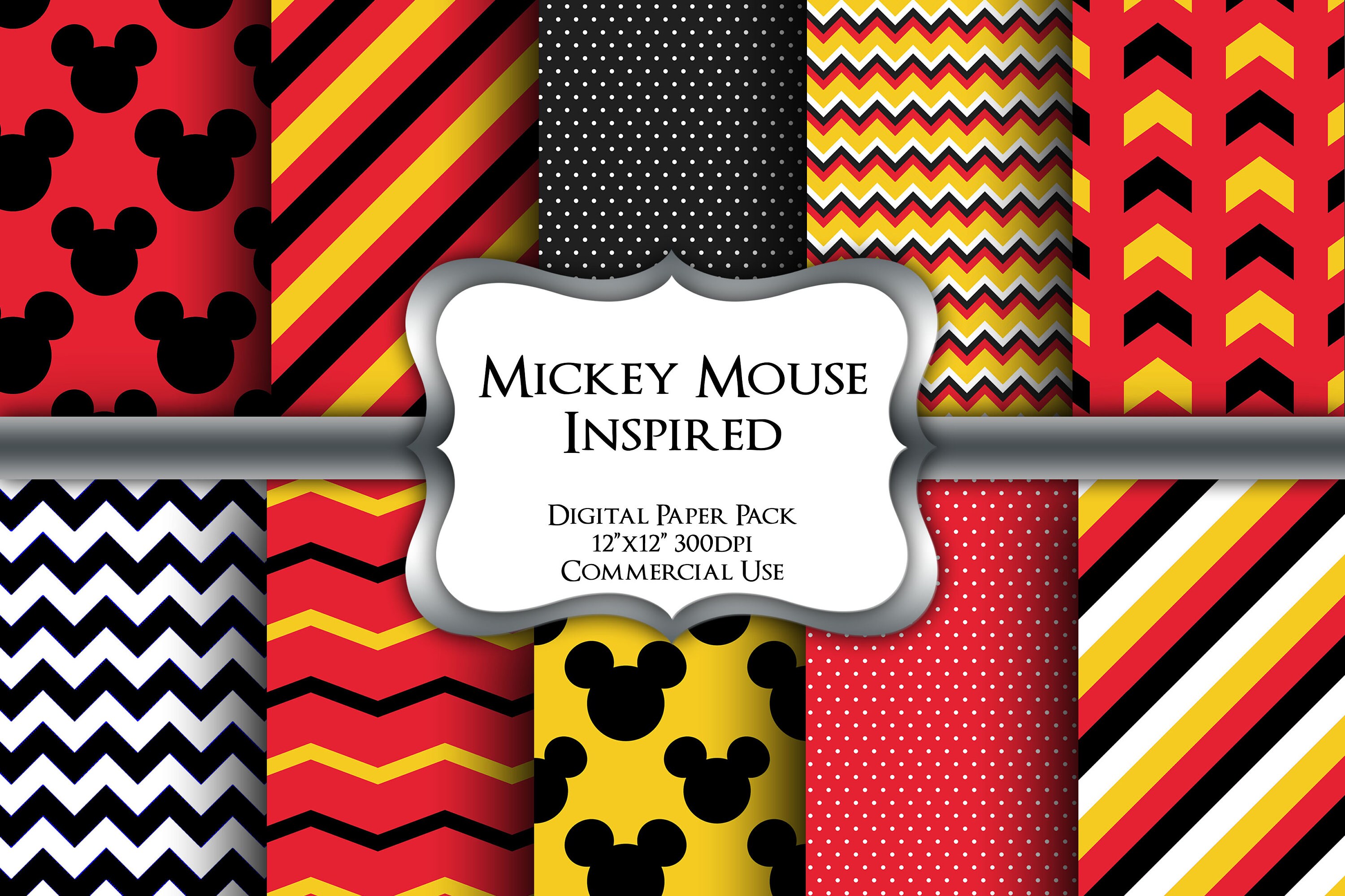 Mickey Mouse Inspired Digital Paper Background Texture Pack | Etsy