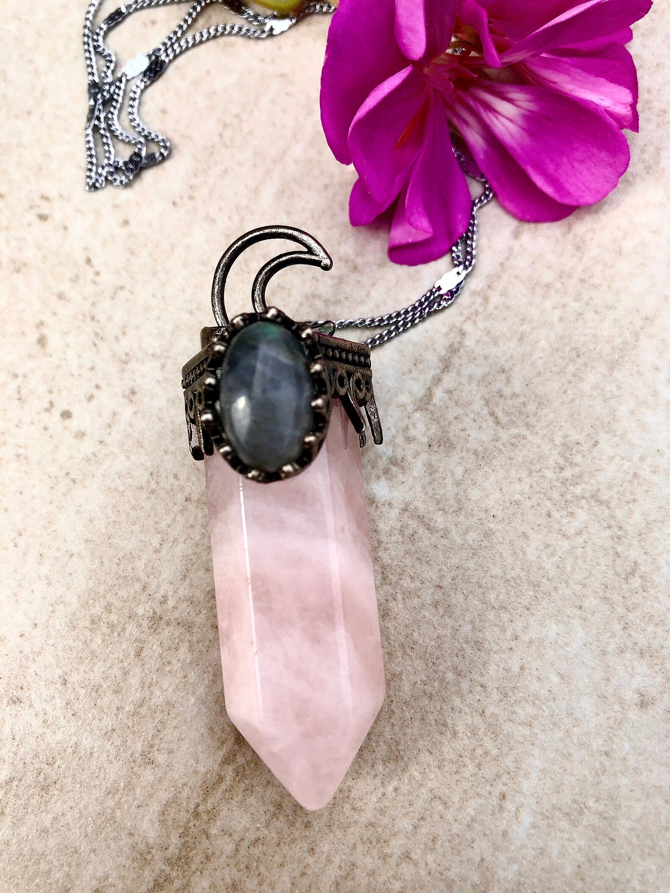 Healing Crystal Pendants, Natural Stone Pendant, Half Moon Pendant ...