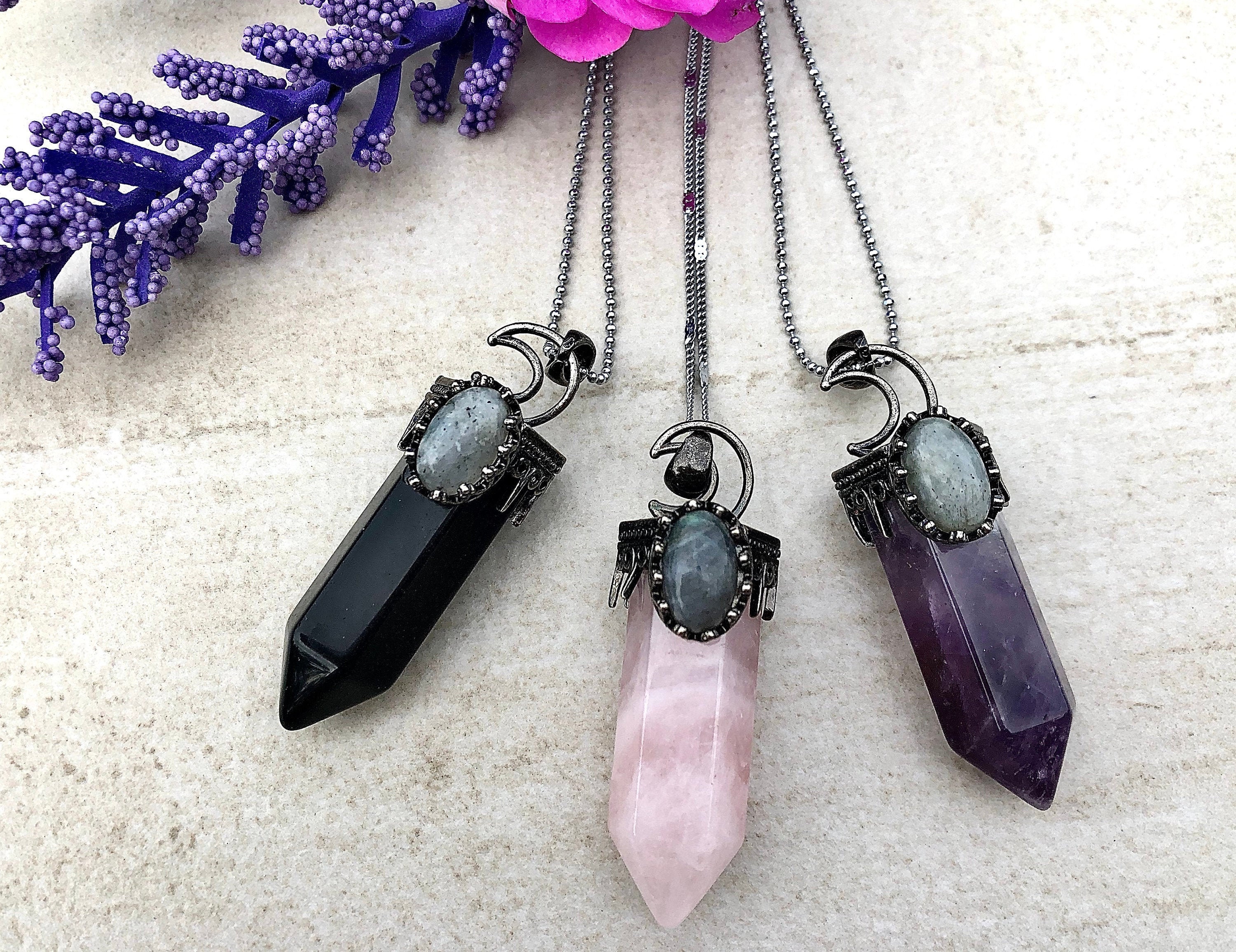 Healing Crystal Pendants, Natural Stone Pendant, Half Moon Pendant ...