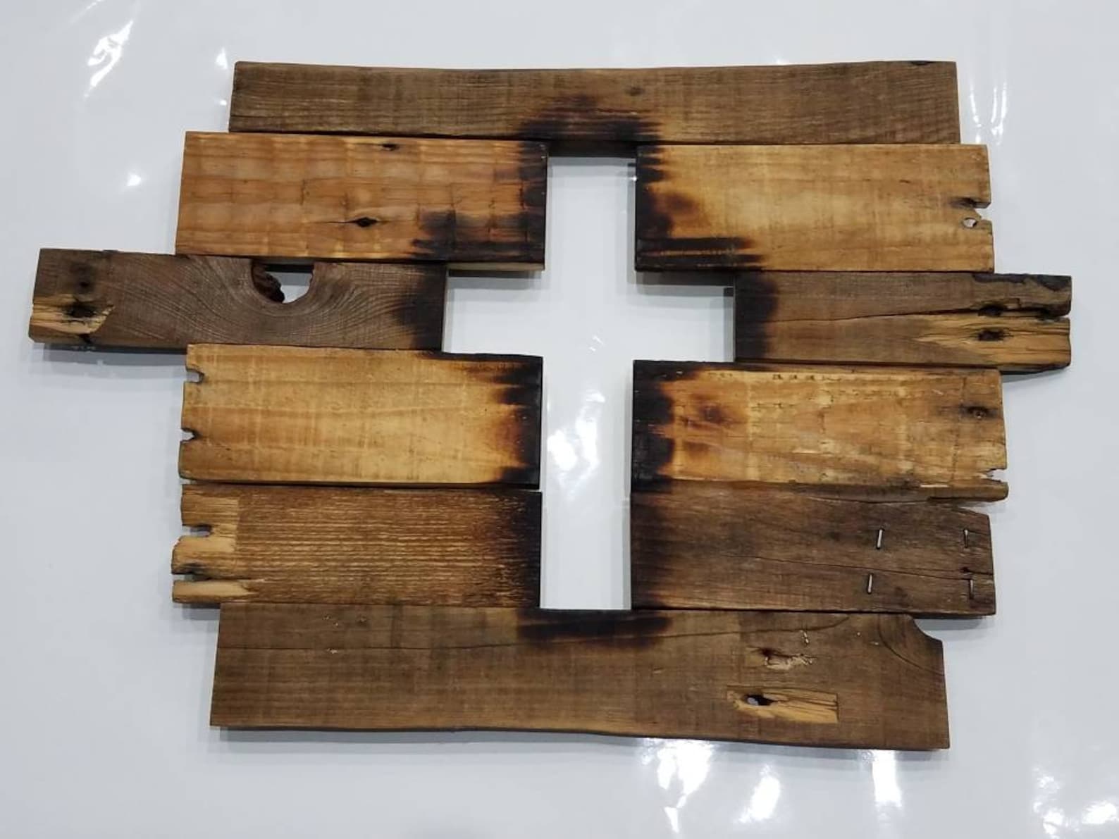 Rustic Reclaimed Wood Burnt Cross Wall Hanging - Etsy