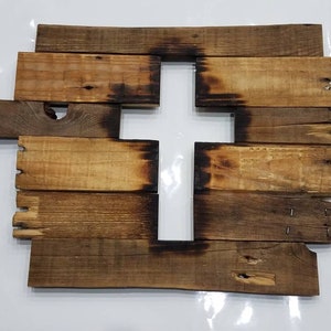 Rustic Reclaimed Wood Burnt Cross Wall Hanging - Etsy