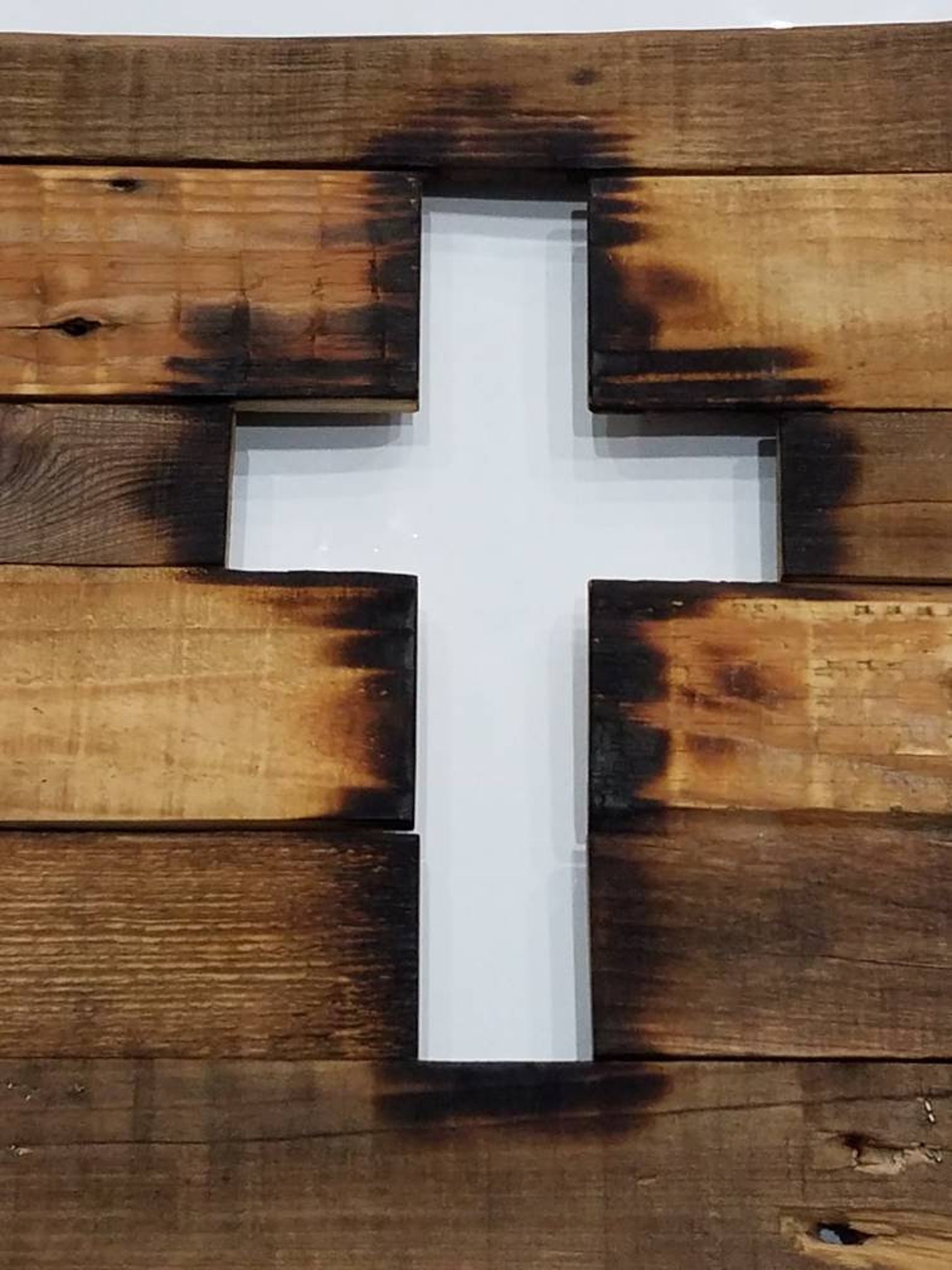 Rustic Reclaimed Wood Burnt Cross Wall Hanging - Etsy