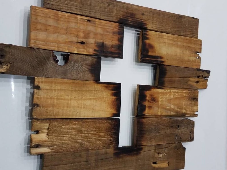 Rustic Reclaimed Wood Burnt Cross Wall Hanging - Etsy