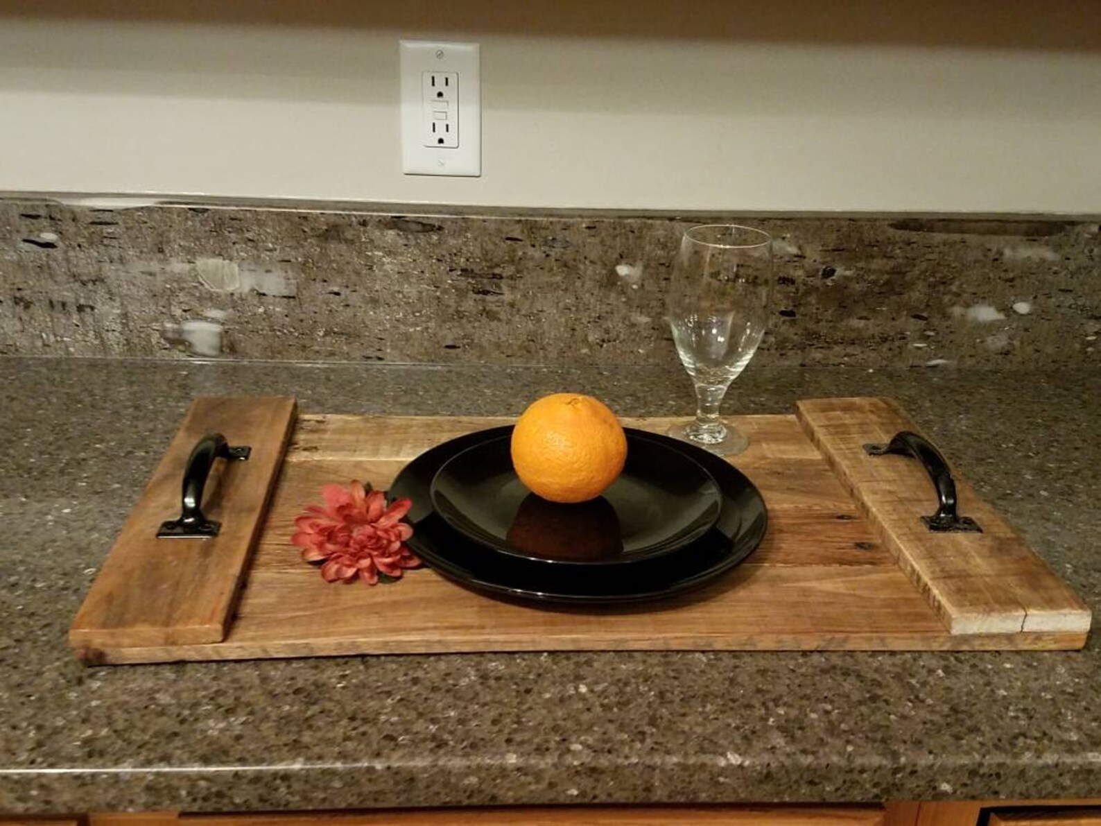 Rustic Reclaimed Wood Serving Tray With Black Handles - Etsy