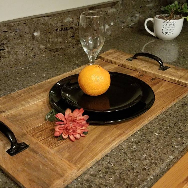 Rustic Wood Tray With Handles - Etsy