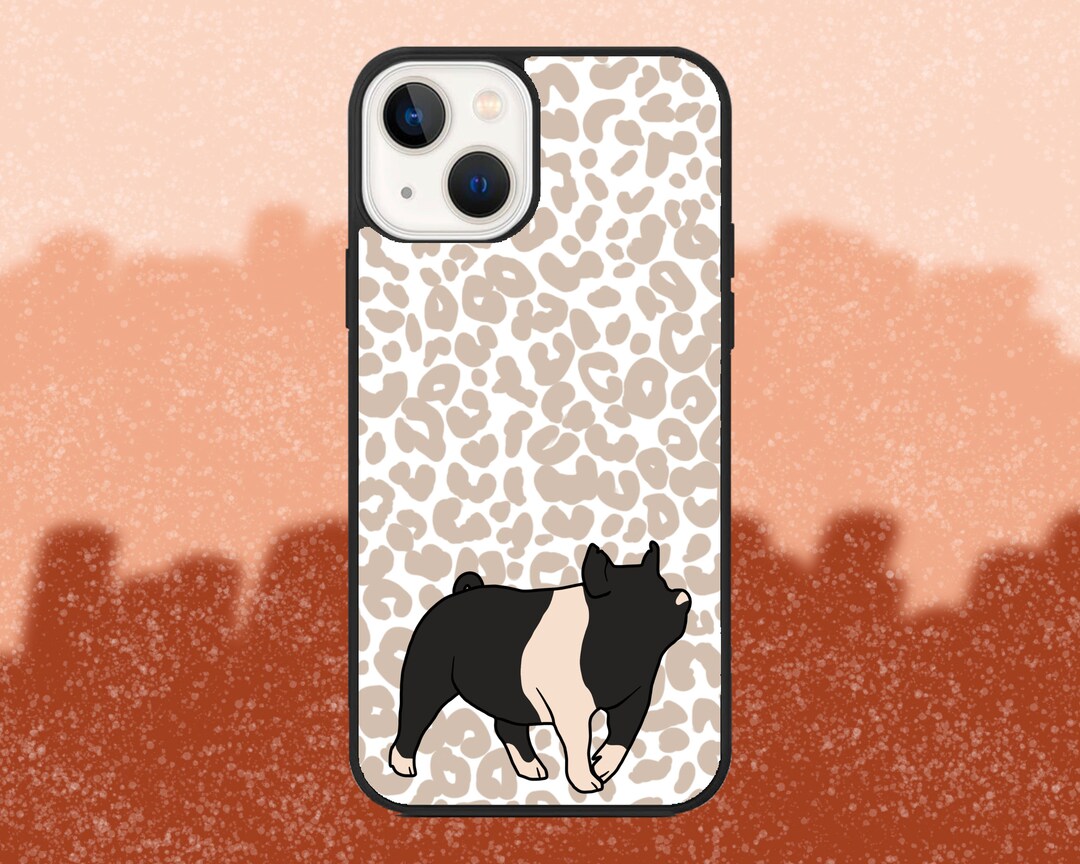Black Belted Market Hog Leopard Print Phone Case, Cute Livestock Phone ...
