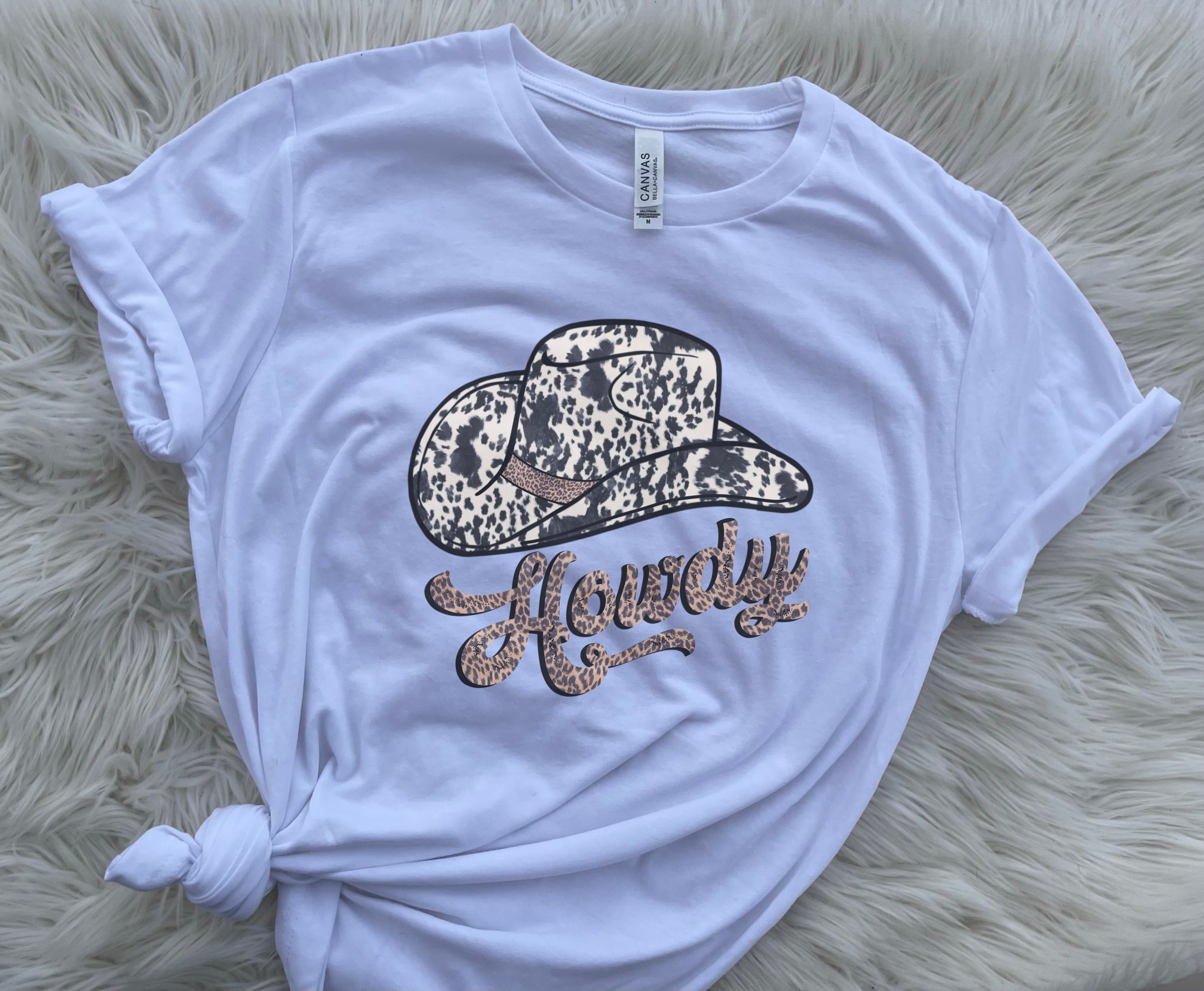 Cow Print and Leopard Print Howdy Shirt Cowboy Hat Shirt - Etsy