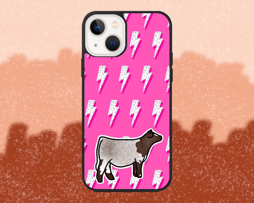 Hot Pink Lightning Bolt Shorthorn Beef Heifer Phone Case, Cute ...