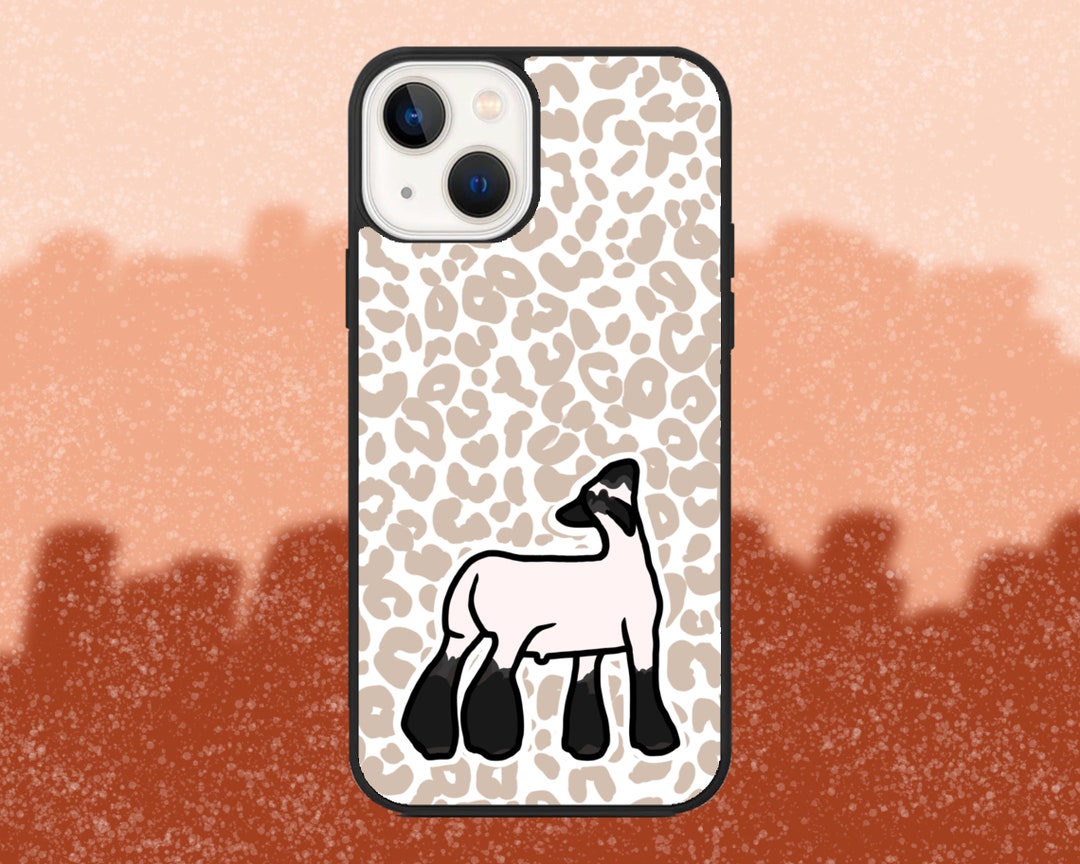 White Market Lamb Leopard Print Phone Case, Cute Livestock Phone Cases ...