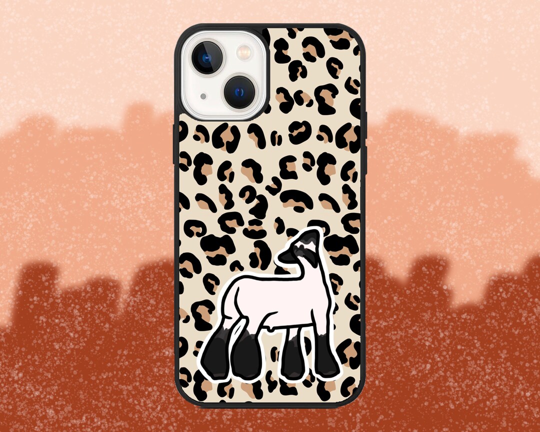 White Market Lamb Leopard Print Phone Case, Cute Livestock Phone Cases ...