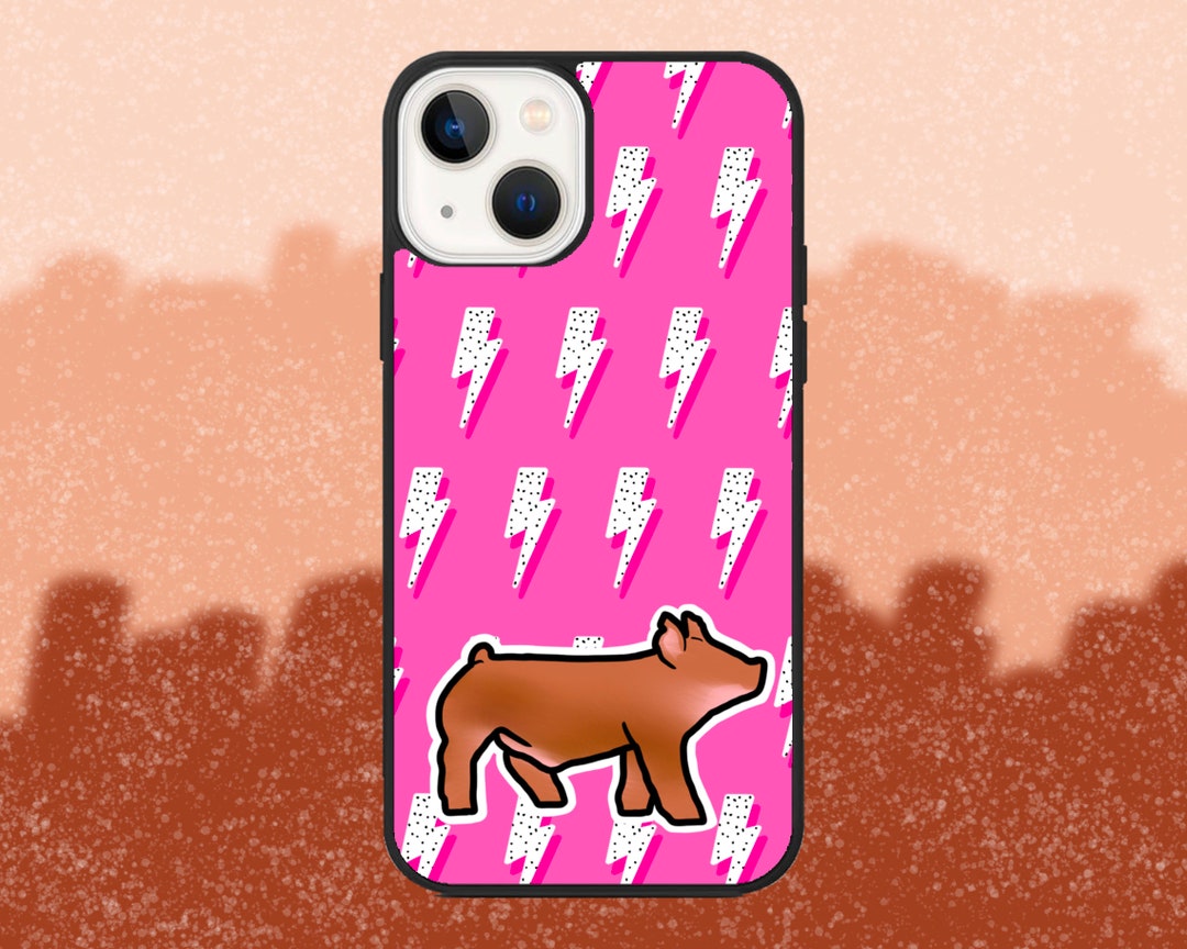 Hot Pink Lightning Bolt Tamworth Market Hog Phone Case, Cute Livestock ...