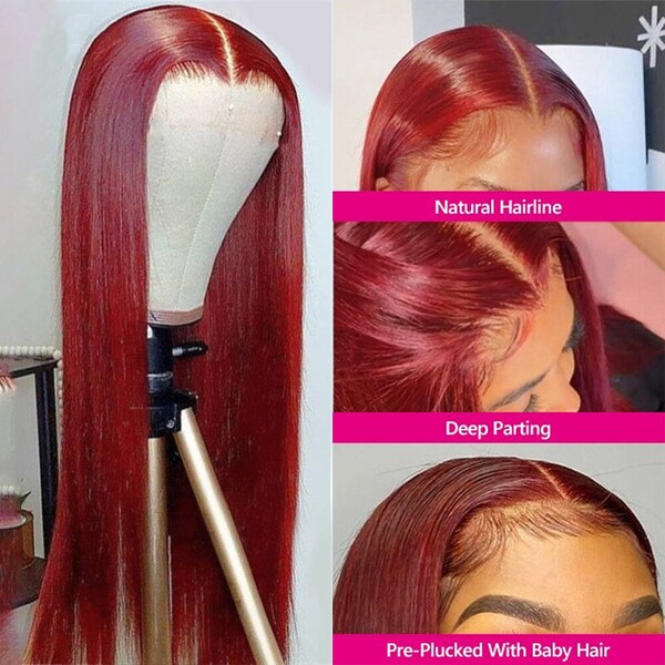 Red Human Hair Wig - Etsy
