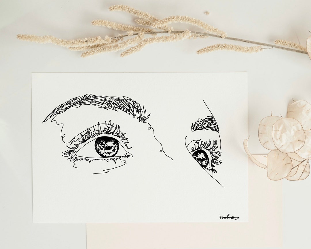 Eyes A4 Line Drawing Continuous Line Art Minimalist Black - Etsy Finland