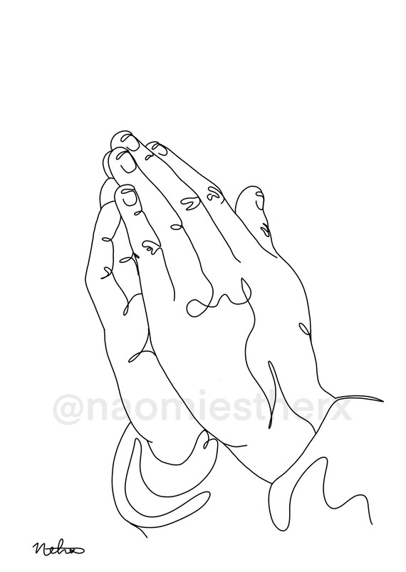 Praying Hands Line Drawing