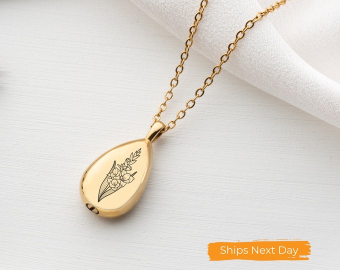 14k 18k Gold Horizontally 3D Urn Bar Necklace / Handmade Memorial Four ...